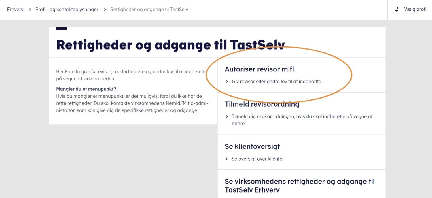 Autorisation til TastSelv Erhverv - Attent